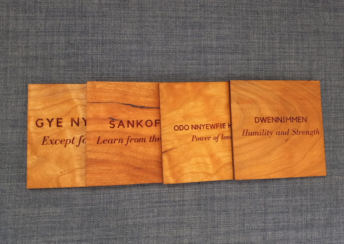 Laser Engraved Adinkra Wood Coasters – AkwaabaFie Decor